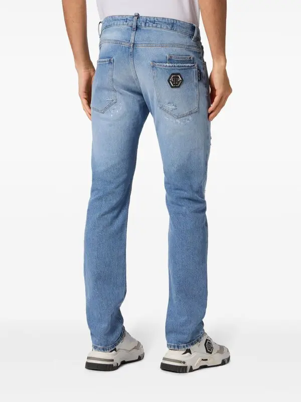 Philipp Plein Distressed Straight-leg Jeans