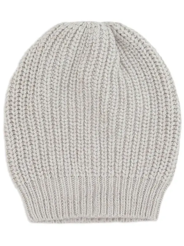 Brunello Cucinelli Ribbed Cashmere Beanie - Neutrals