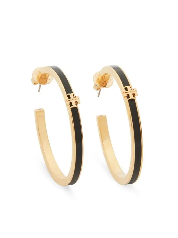 Tory Burch Kira Enamel Hoop Earrings - Green