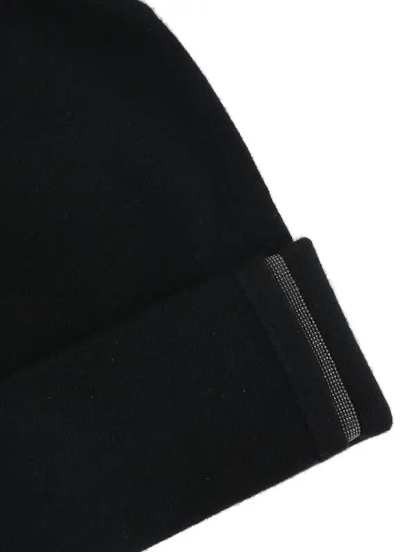 Brunello Cucinelli Embellished Cashmere Beanie - Black