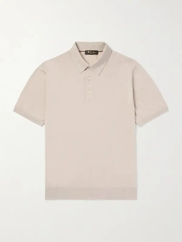 Loro Piana Slim-fit Wool, Silk And Cashmere-blend Polo Shirt - Neutrals