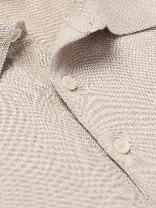 Loro Piana Slim-fit Wool, Silk And Cashmere-blend Polo Shirt - Neutrals