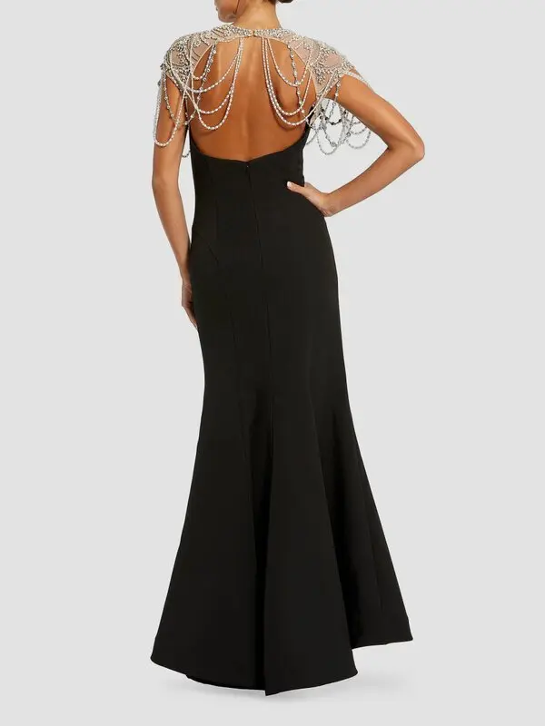 Mac Duggal Beaded Cap-sleeve Mermaid Gown - Black