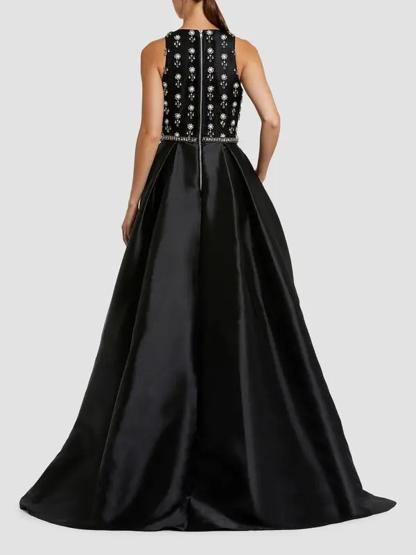 Mac Duggal Floral Beaded Satin Ballgown