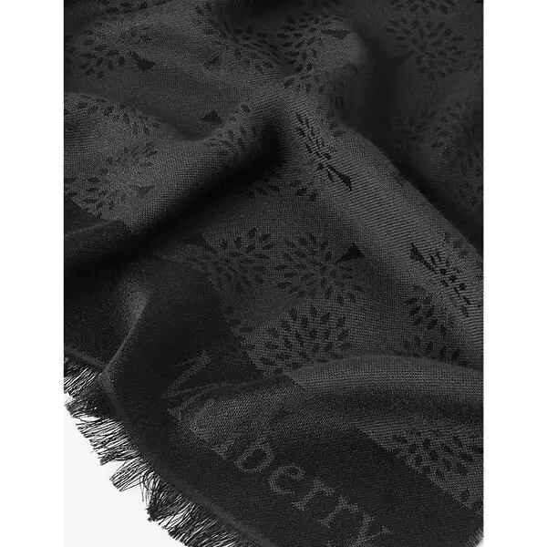 Mulberry Logo-jacquard Rectangular Silk-blend Scarf