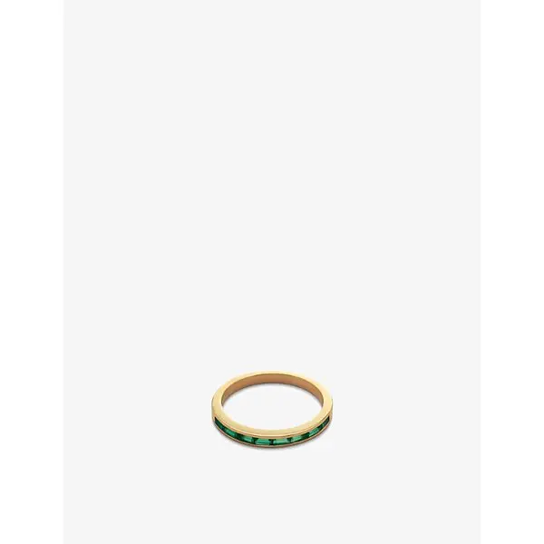 Monica Vinader Mini Baguette Onyx Vermeil Ring - Yellow Gold