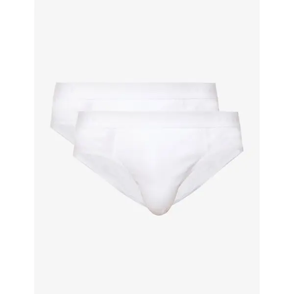 Falke Tonal Waistband Pack Of Two Stretch-cotton Briefs - White
