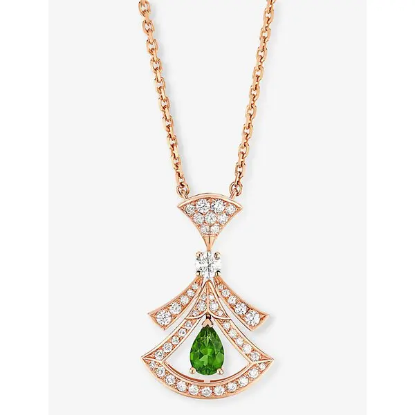 BVLGARI Divas' Dream 18ct Rose-gold Diamond And Tourmaline Pendant Necklace - Rose Gold