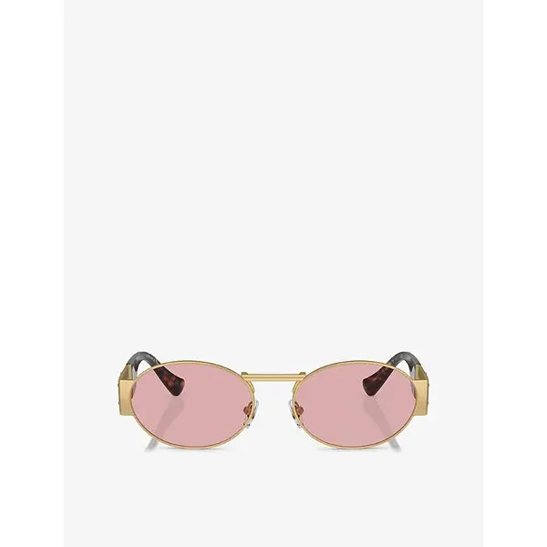 Versace Ve2264 Oval-frame Sunglasses - Gold
