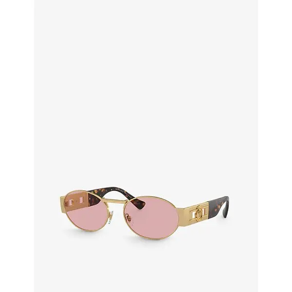 Versace Ve2264 Oval-frame Sunglasses - Gold