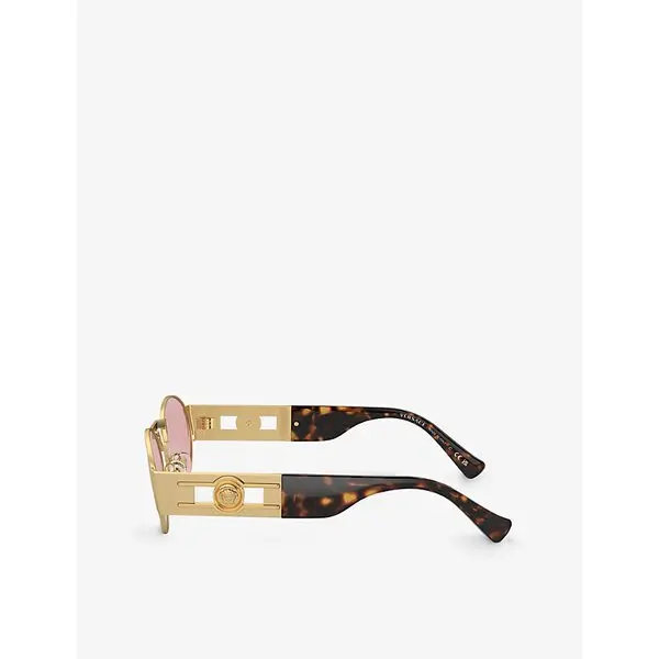 Versace Ve2264 Oval-frame Sunglasses - Gold