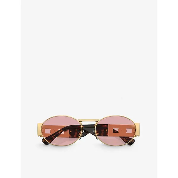 Versace Ve2264 Oval-frame Sunglasses - Gold