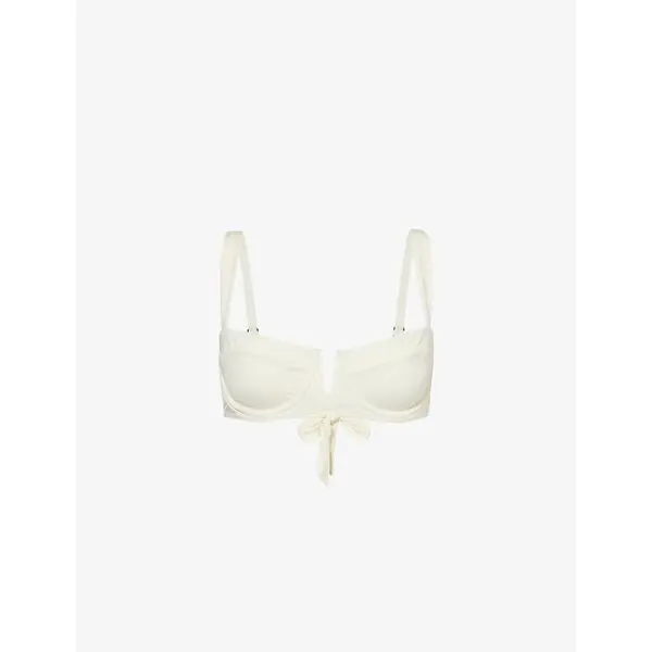 Monday Swimwear Clovelly Plunge-neck Bikini Top - Ivory Rec