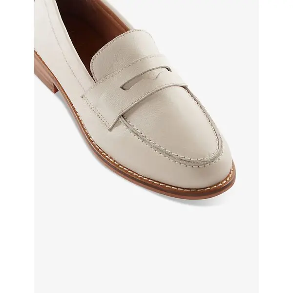 DUNE Ginelli Penny Leather Loafers - Ecru-leather
