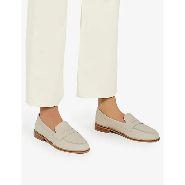 DUNE Ginelli Penny Leather Loafers - Ecru-leather