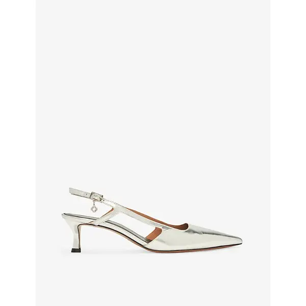 Maje Leather Slingbacks With Cut-out Detailing - Noir / Gris
