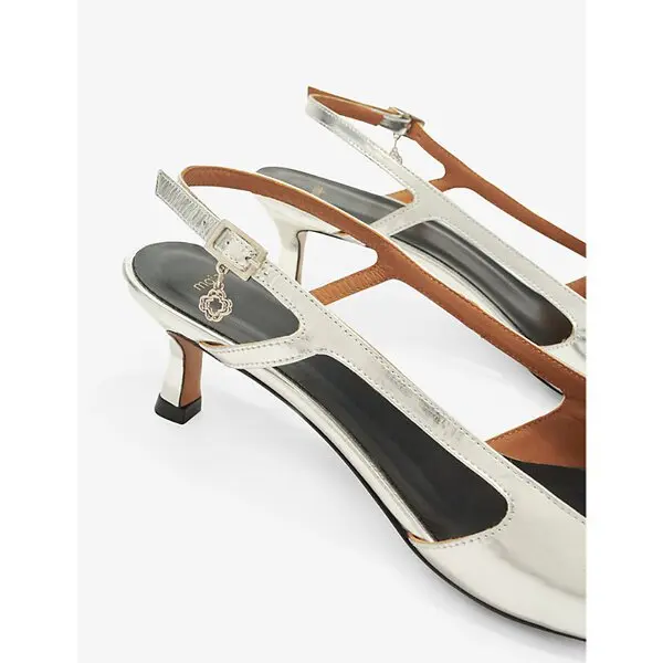 Maje Leather Slingbacks With Cut-out Detailing - Noir / Gris