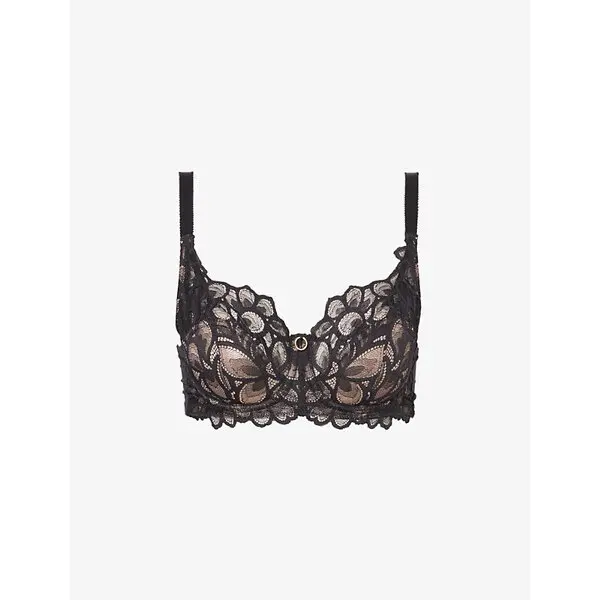 Panache Allure Lace-embroidered Stretch-woven Bra - Black/latte