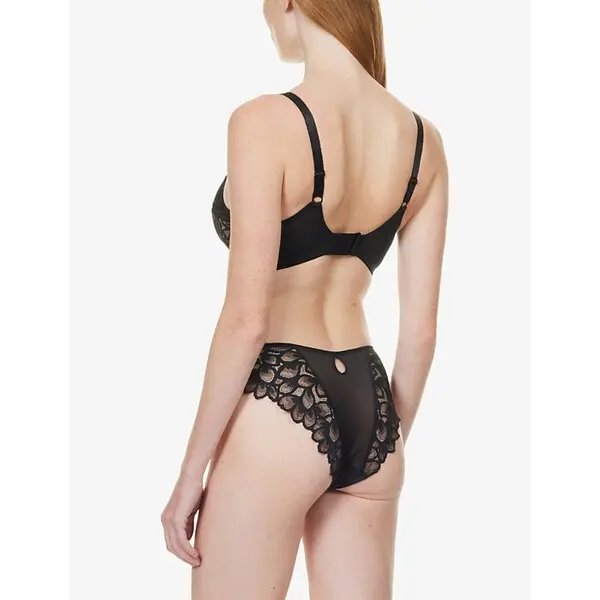 Panache Allure Lace-embroidered Stretch-woven Bra - Black/latte
