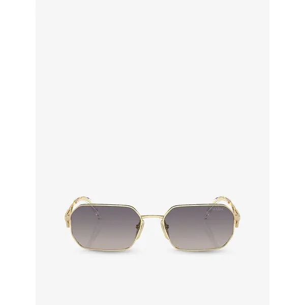 Prada Irregular-frame Metal Sunglasses - Gold
