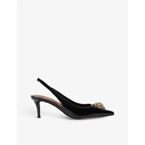 Kurt Geiger Belgravia Crystal-embellished Eagle-head Slingback Sandals - Black