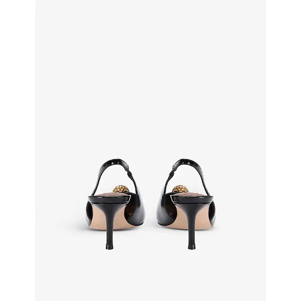 Kurt Geiger Belgravia Crystal-embellished Eagle-head Slingback Sandals - Black