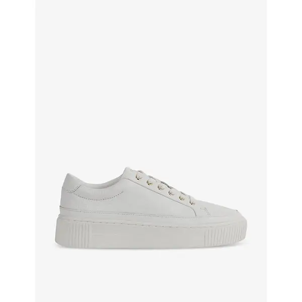 REISS Grained-leather Low-top Trainers - White