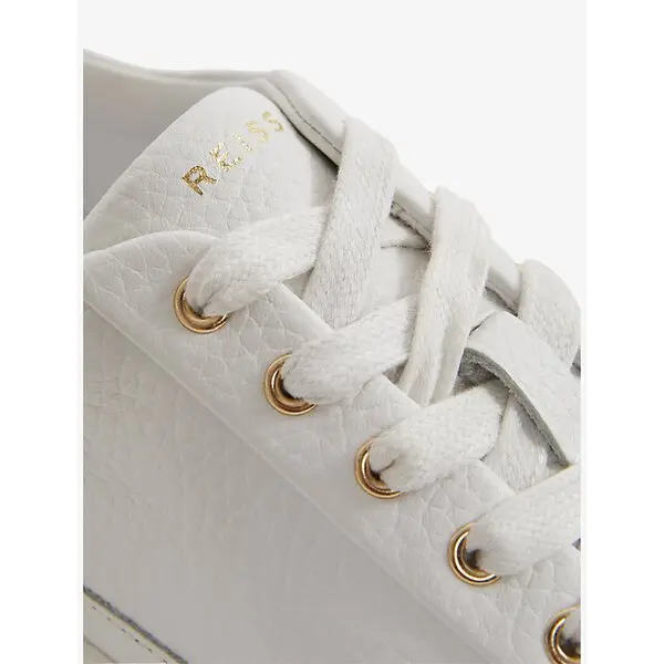 REISS Grained-leather Low-top Trainers - White