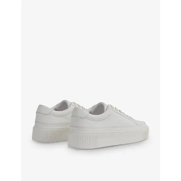 REISS Grained-leather Low-top Trainers - White