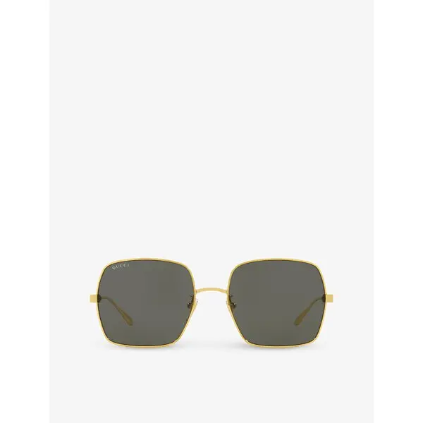 Gucci Gg1434s Square-frame Metal Sunglasses - Gold