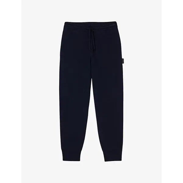 Sandro Logo-patch Regular-fit Stretch-woven Jogging Bottoms - Bleus