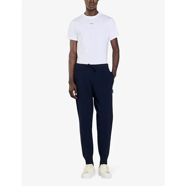 Sandro Logo-patch Regular-fit Stretch-woven Jogging Bottoms - Bleus