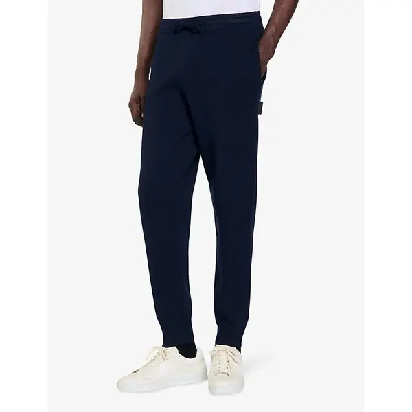 Sandro Logo-patch Regular-fit Stretch-woven Jogging Bottoms - Bleus