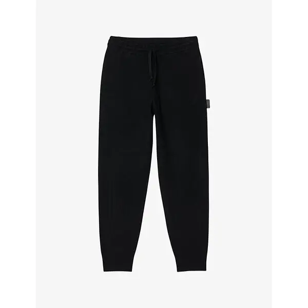 Sandro Logo-patch Regular-fit Stretch-woven Jogging Bottoms - Noir / Gris