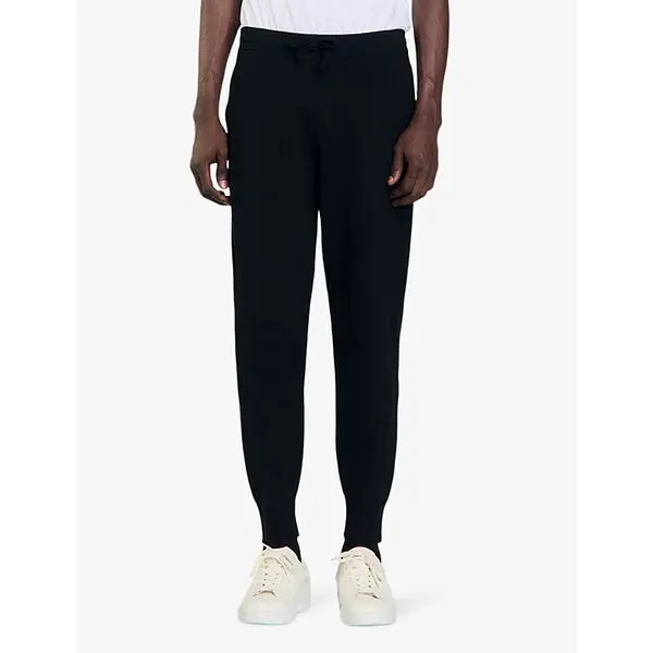 Sandro Logo-patch Regular-fit Stretch-woven Jogging Bottoms - Noir / Gris