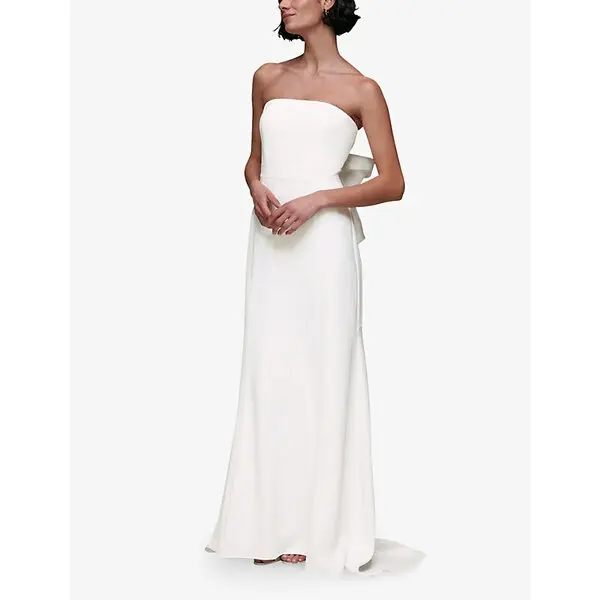 Whistles Ellis Bow-detail Strapless Woven Wedding Dress