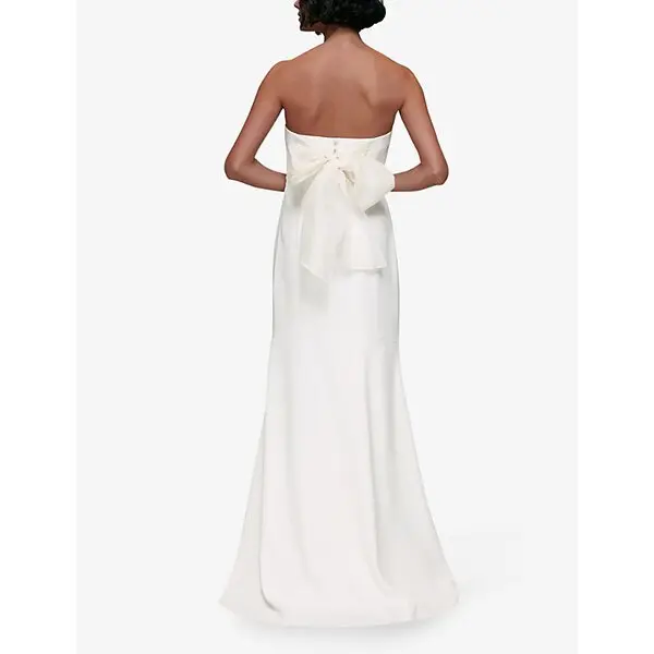 Whistles Ellis Bow-detail Strapless Woven Wedding Dress