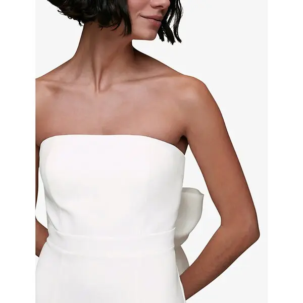 Whistles Ellis Bow-detail Strapless Woven Wedding Dress