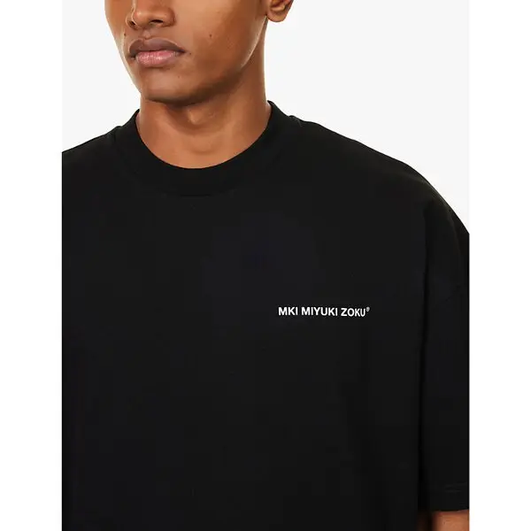 MKI MIYUKI ZOKU Uniform Branded-print Cotton-jersey T-shirt - Black