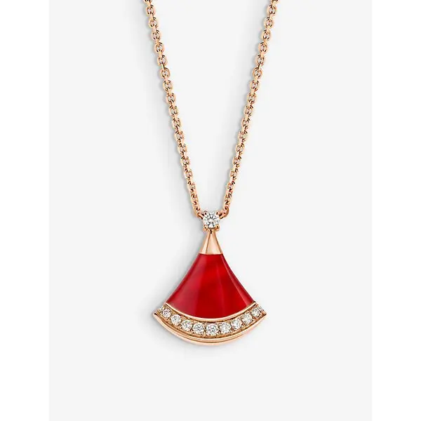 BVLGARI Divas' Dream Diamond And Carnelian Pendant Necklace - Rose Gold