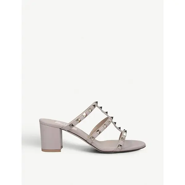 Valentino Garavani Rockstud Leather Sandals - Champagne