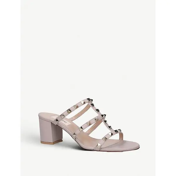 Valentino Garavani Rockstud Leather Sandals - Champagne