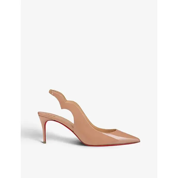 CHRISTIAN LOUBOUTIN Hot Chick 70 Patent-leather Slingback Sandals - Nude