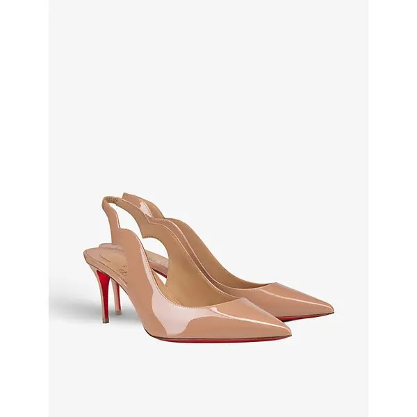 CHRISTIAN LOUBOUTIN Hot Chick 70 Patent-leather Slingback Sandals - Nude