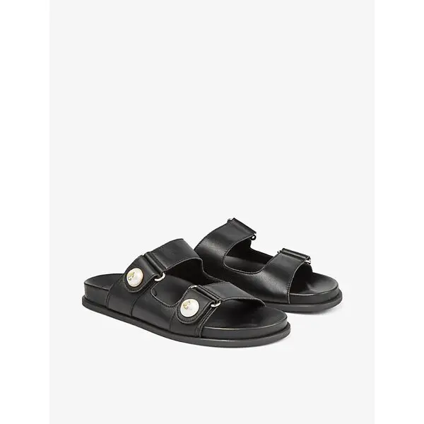 JIMMY CHOO Fayence Pearl-embellished Leather Sandals - Black