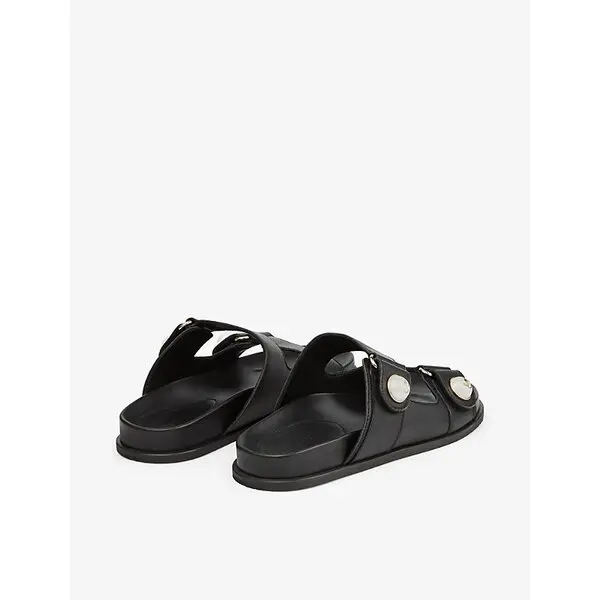 JIMMY CHOO Fayence Pearl-embellished Leather Sandals - Black