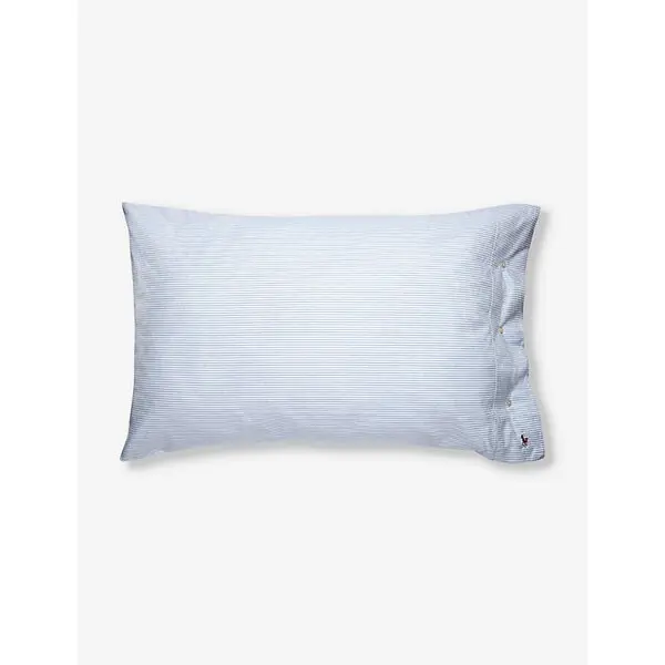 Ralph Lauren Oxford Striped Cotton Pillowcase Set Of Two 51cm X 76cm - Blue