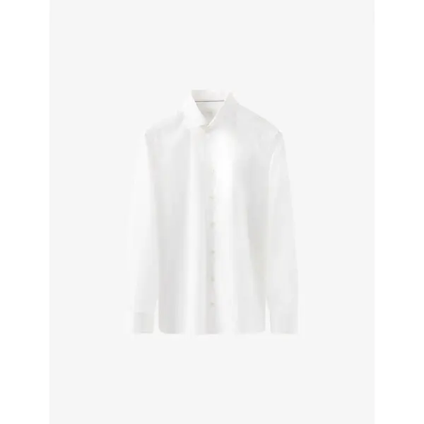 Eton Elevated-twill Contemporary-fit Cotton Shirt - White