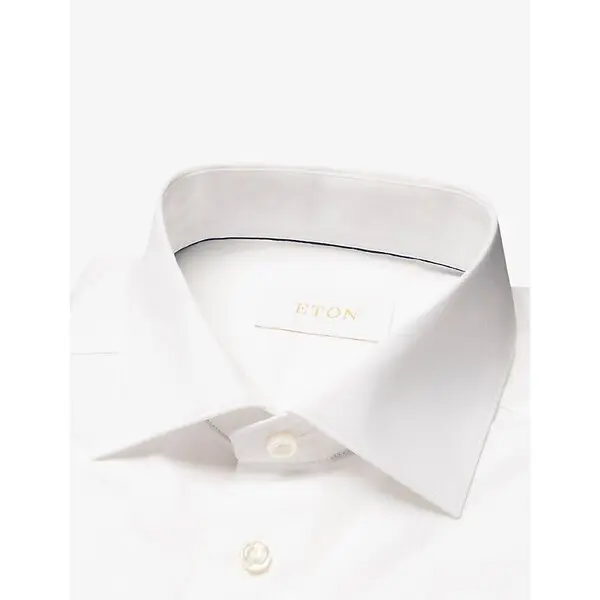 Eton Elevated-twill Contemporary-fit Cotton Shirt - White