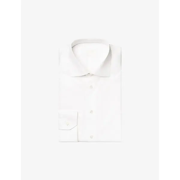 Eton Elevated-twill Contemporary-fit Cotton Shirt - White